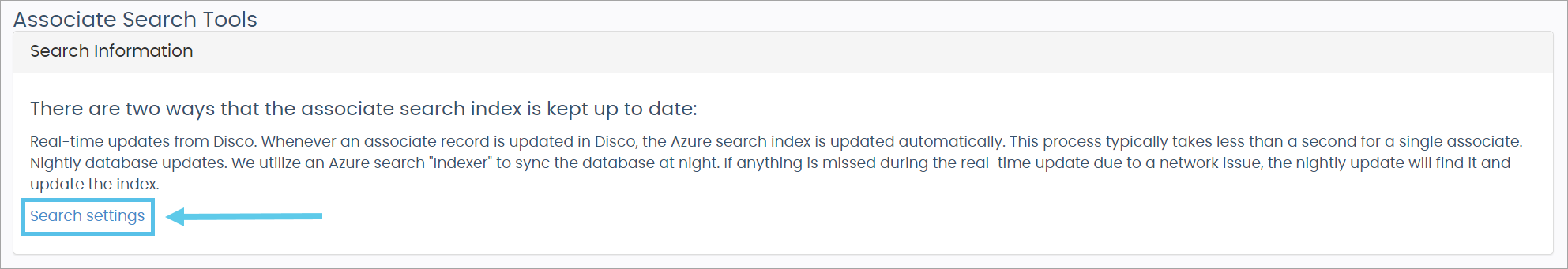 Setting Associate Search Tools – Help Center