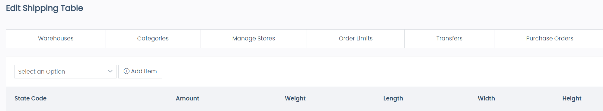 Setting up a Shipping Table – Help Center