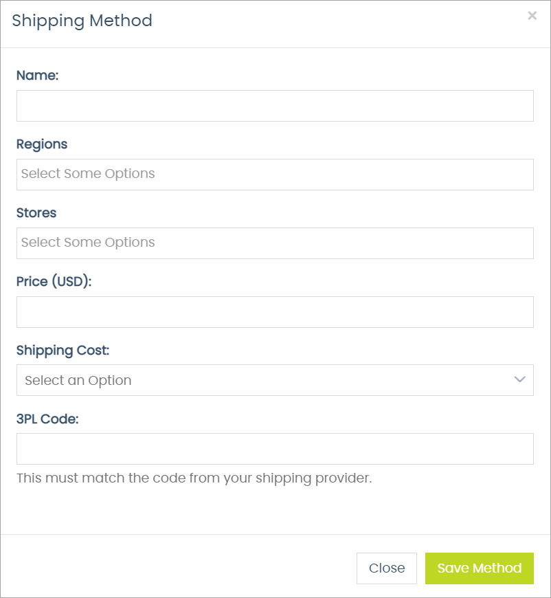 Setting up a Shipping Table – Help Center