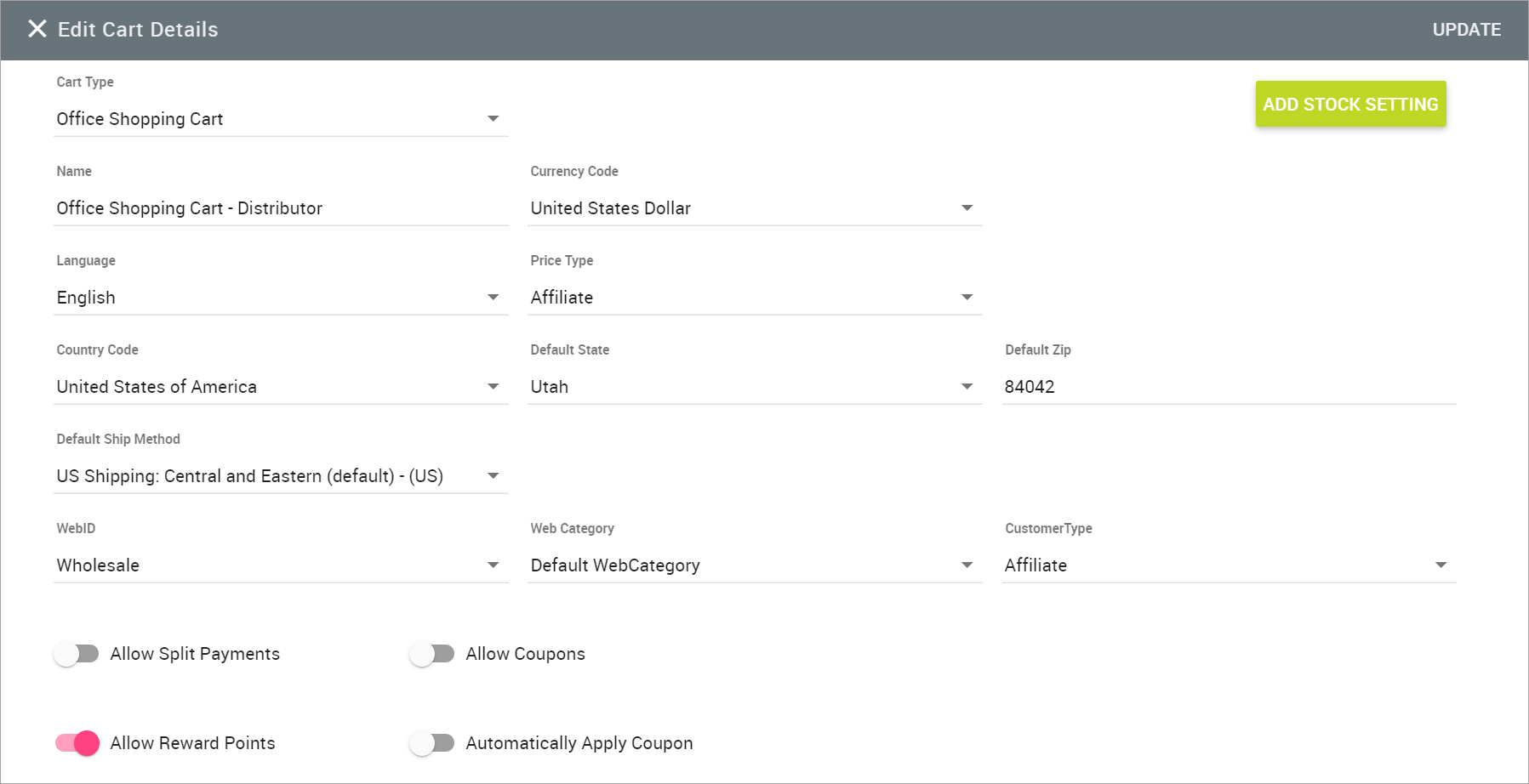 Adding Stock Settings for Shopping Carts in Web Office Admin – Help Center