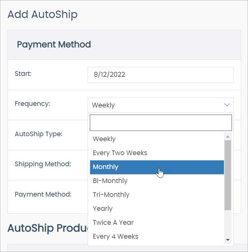 Selecting AutoShip Frequency Options – Help Center